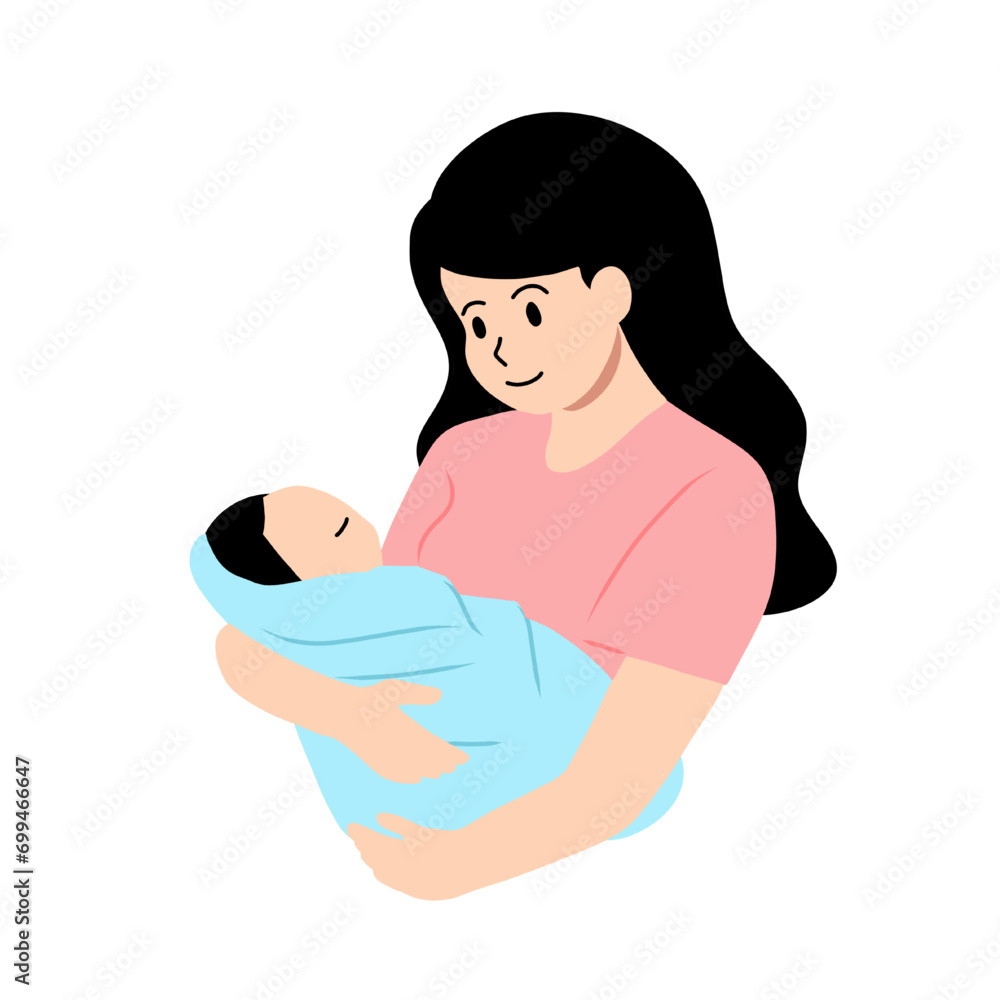 mother with baby illustration isolated on white and transparent ...