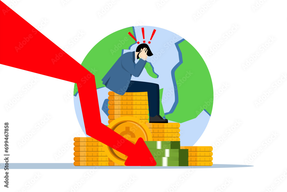 financial crisis concept. those small businesses that are depressed are experiencing a decline ...