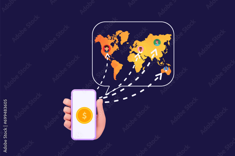 Global banking concept, online banking international Money transfer ...