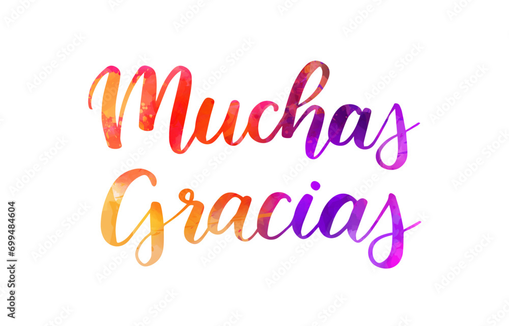 Muchas gracias - Thank you very much in Spanish. Handwritten modern ...