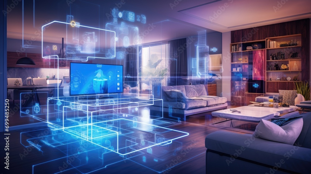 A concept art of a digital holographic artificial intelligence smart ...