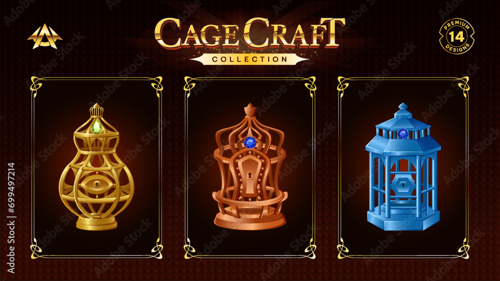 Cage Set Design for RPG and Medieval Game-Vector illustration design ...