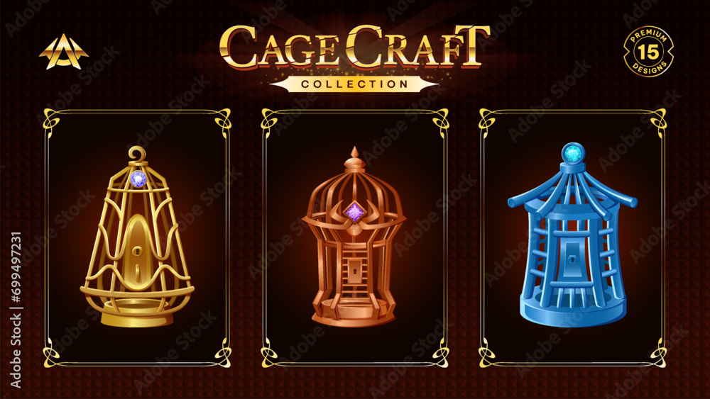 Cage Set Design for RPG and Medieval Game-Vector illustration design ...