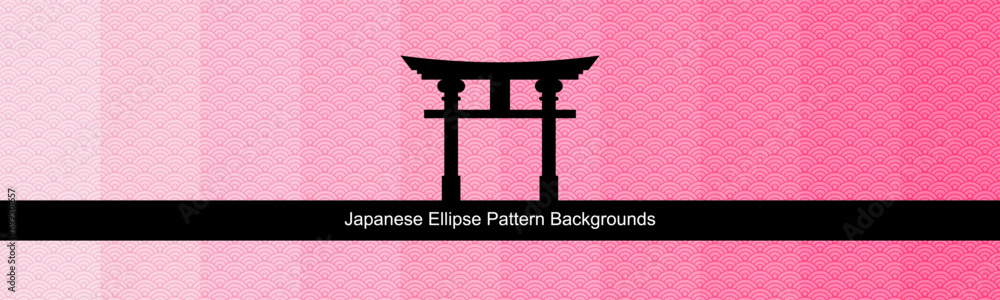 set of japanese pattern background with ellipse and tradional japanese ...