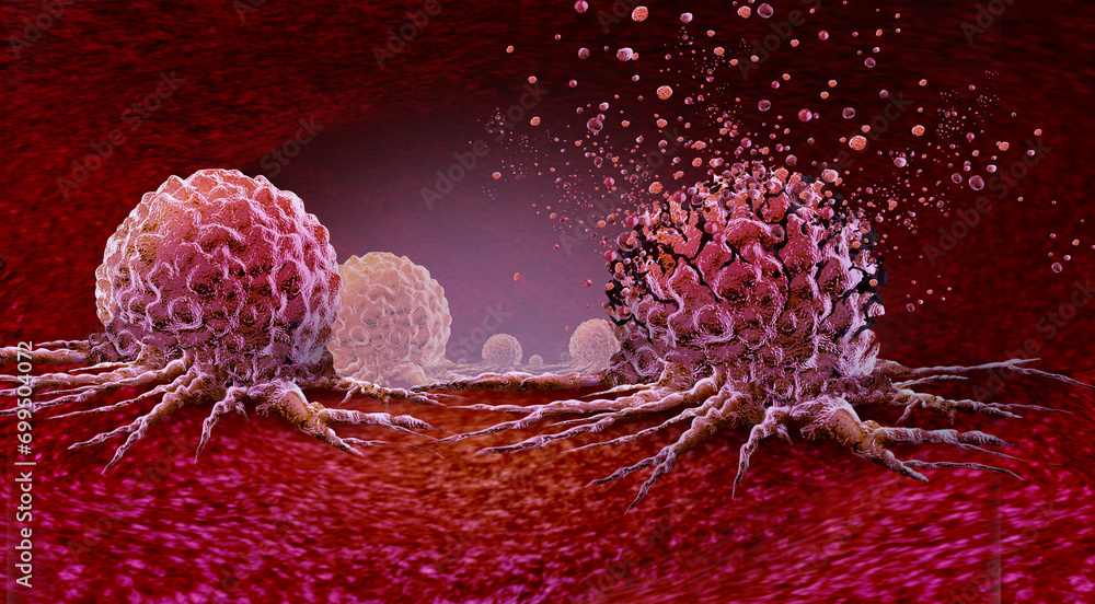 ภาพประกอบสต็อก New Cancer treatment with vibrating molecules breaking ...