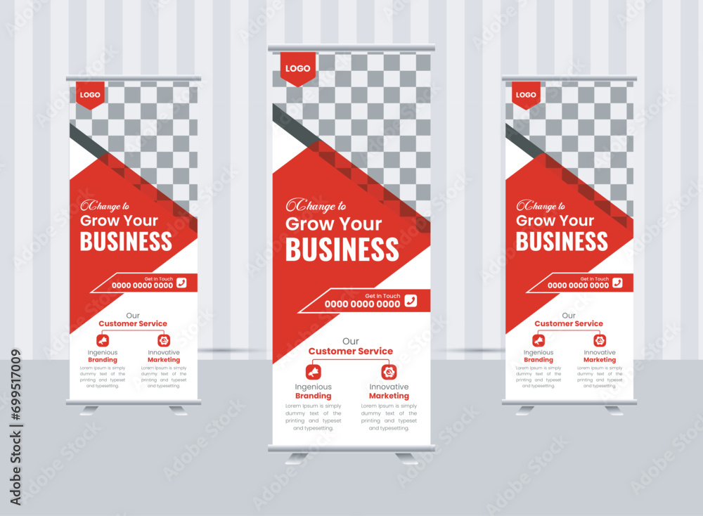 Modern and creative Rollerup banner design template. Business roll-up ...