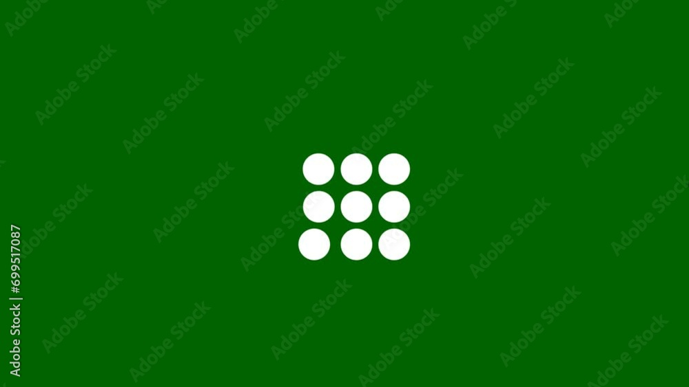 Animation of round white shapes swinging left and right on green screen ...