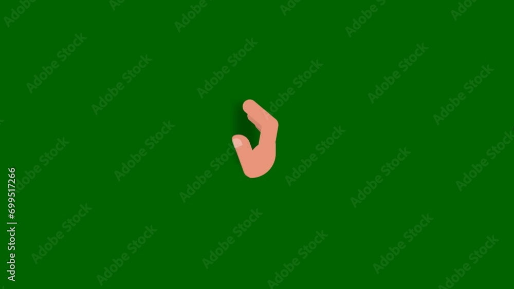 Hand gesture animation on green screen background. 4k video loop ...