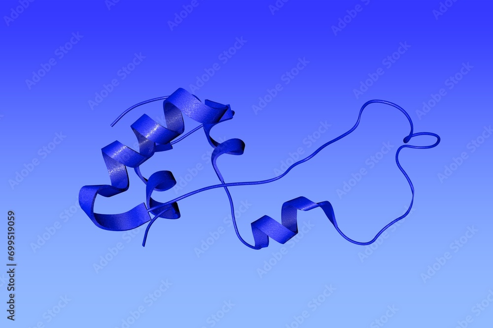 NMR Structure of Proinsulin. Ribbons diagram on blue background ...
