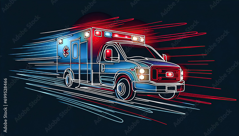 Stylized Ambulance in Motion, Perfect for Emergency Services and Health ...