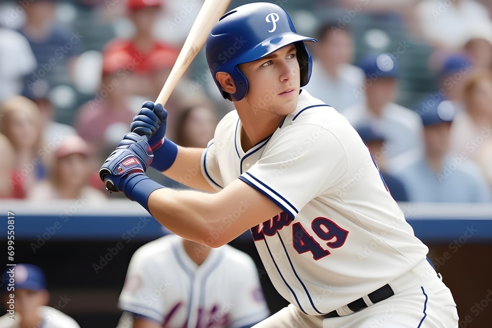 Portrait of a young white male wearing baseball player uniform in ...