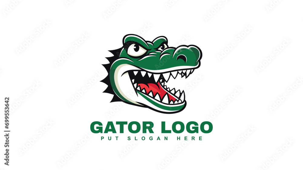 gator logo illustration of alligator crocodile logo with sharp teeth ...