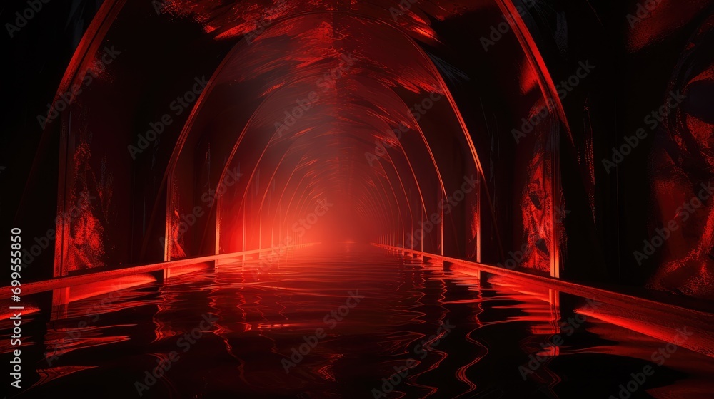 Guided Path: Illuminated Tunnel of Red Light and Diminishing ...
