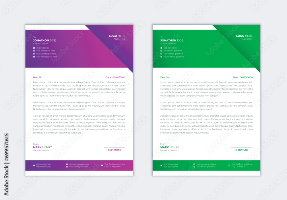 Creative modern Simple letterhead templates Set corporate modern ...