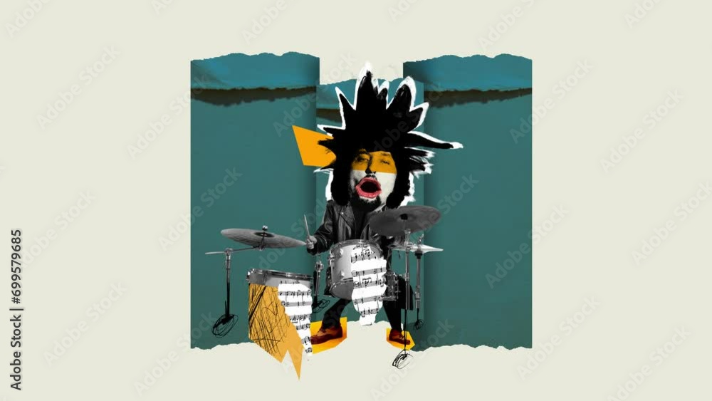 Punk, rock. Talented man playing drums over light background. Rock and ...