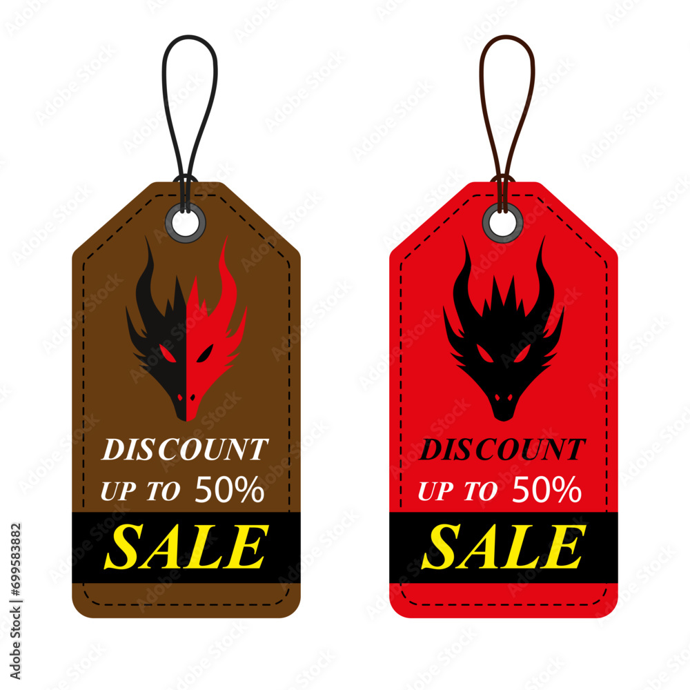Dragon price tag. Sale sticker. Price tags for design. Label. Price tag ...