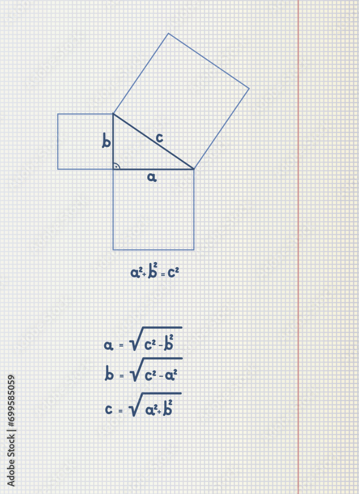 Pythagoras theorem triangle. vector illustration Stock Vector | Adobe Stock
