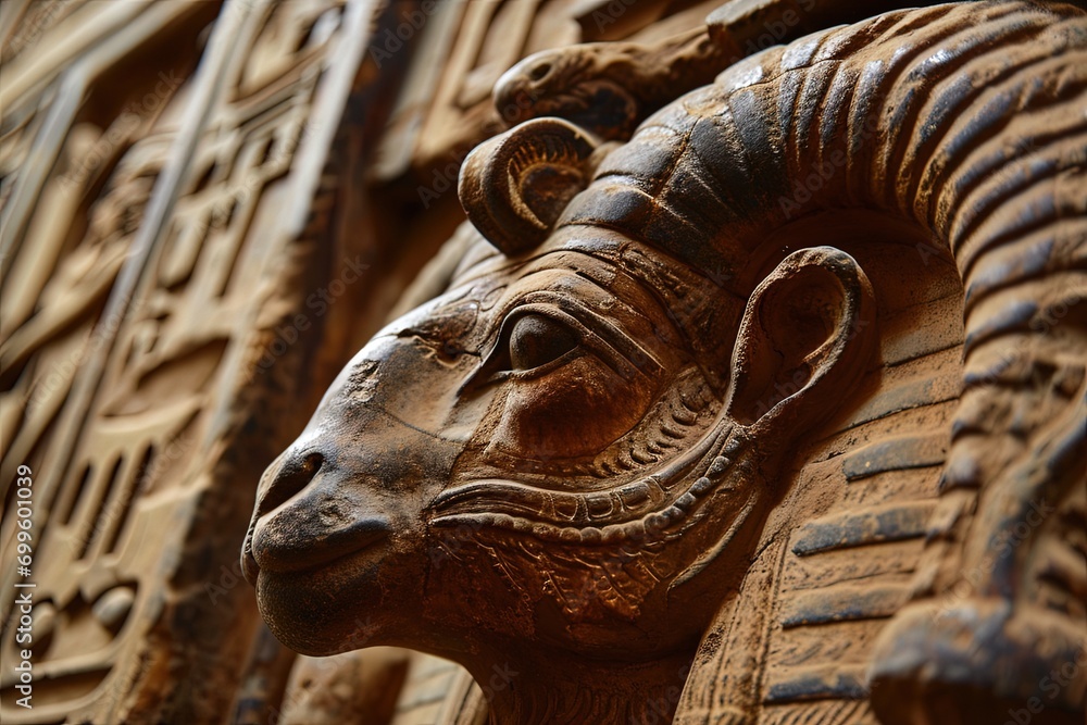 Amun the celestial ram sheep goat ancient egypt hieroglyphic Stock ...