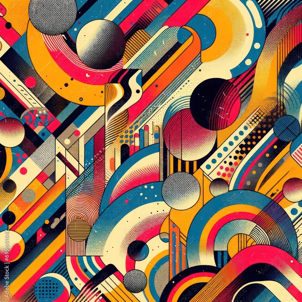 Abstract art with retro risograph aesthetics. Grainy color fades and ...