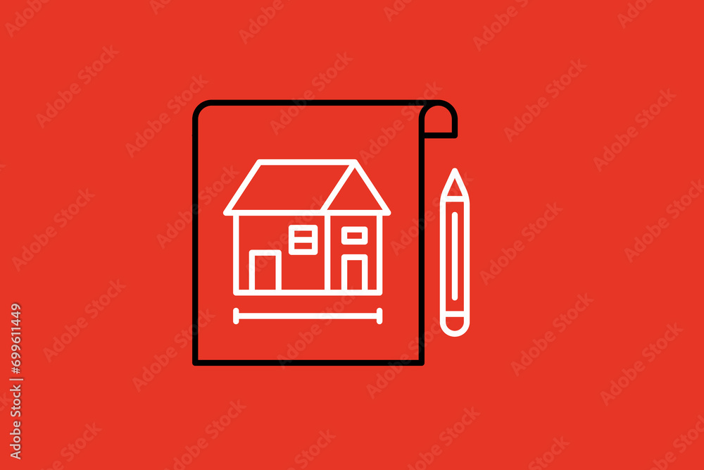 house drawing and pencil illustration in flat style design. Vector ...