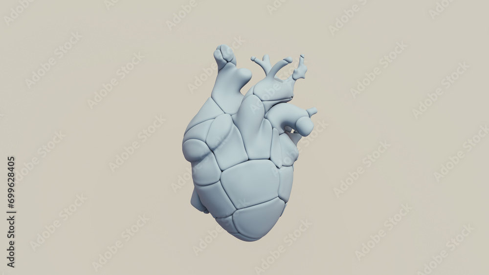 Blue putty human heart sculpture synthetic rubber tack symbol 3d ...