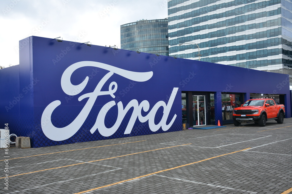 Ford booth facade at Auto focus test drive in Pasay, Philippines Stock ...