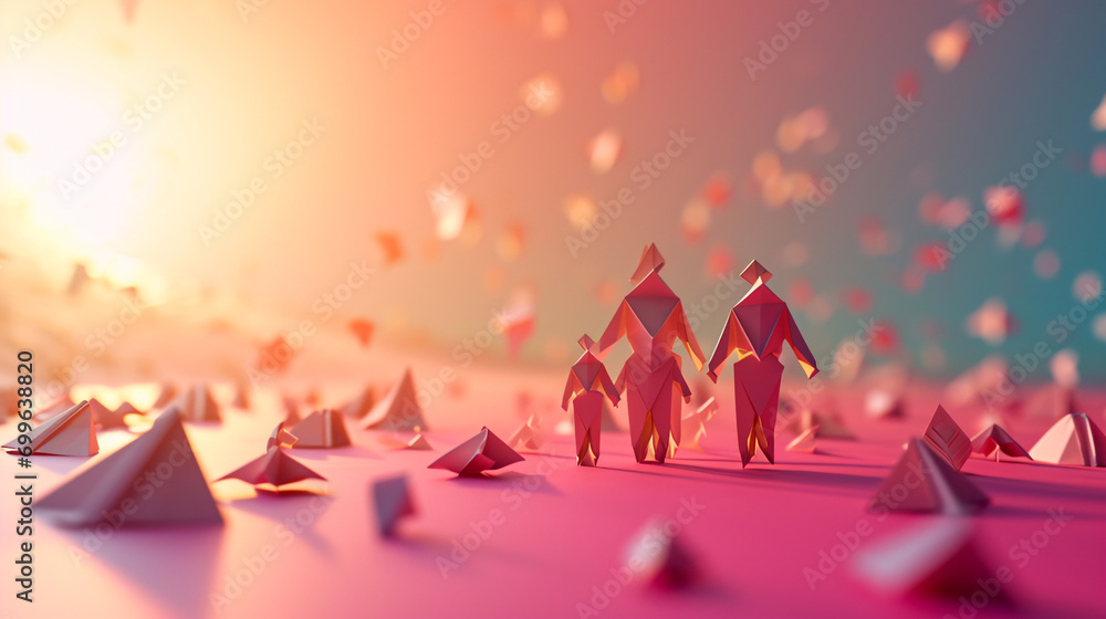 Family-shaped origami photography concept with a minimalist style ...