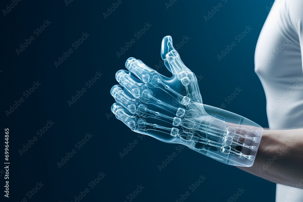 Orthopedic surgeon doctor examining patient joint x-ray bone scan in ...