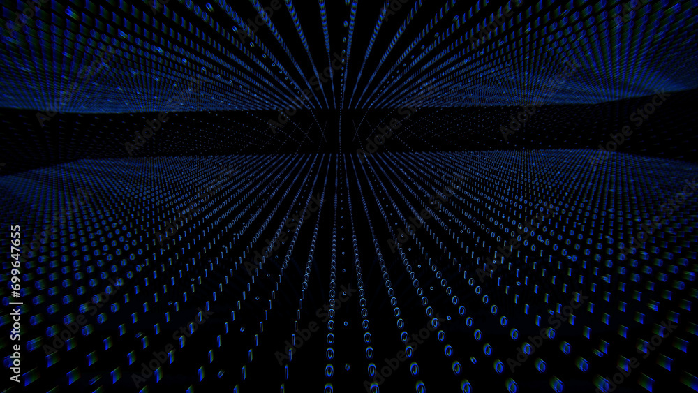 Unravel the digital cosmos. Holographic code dances on a 3D canvas ...