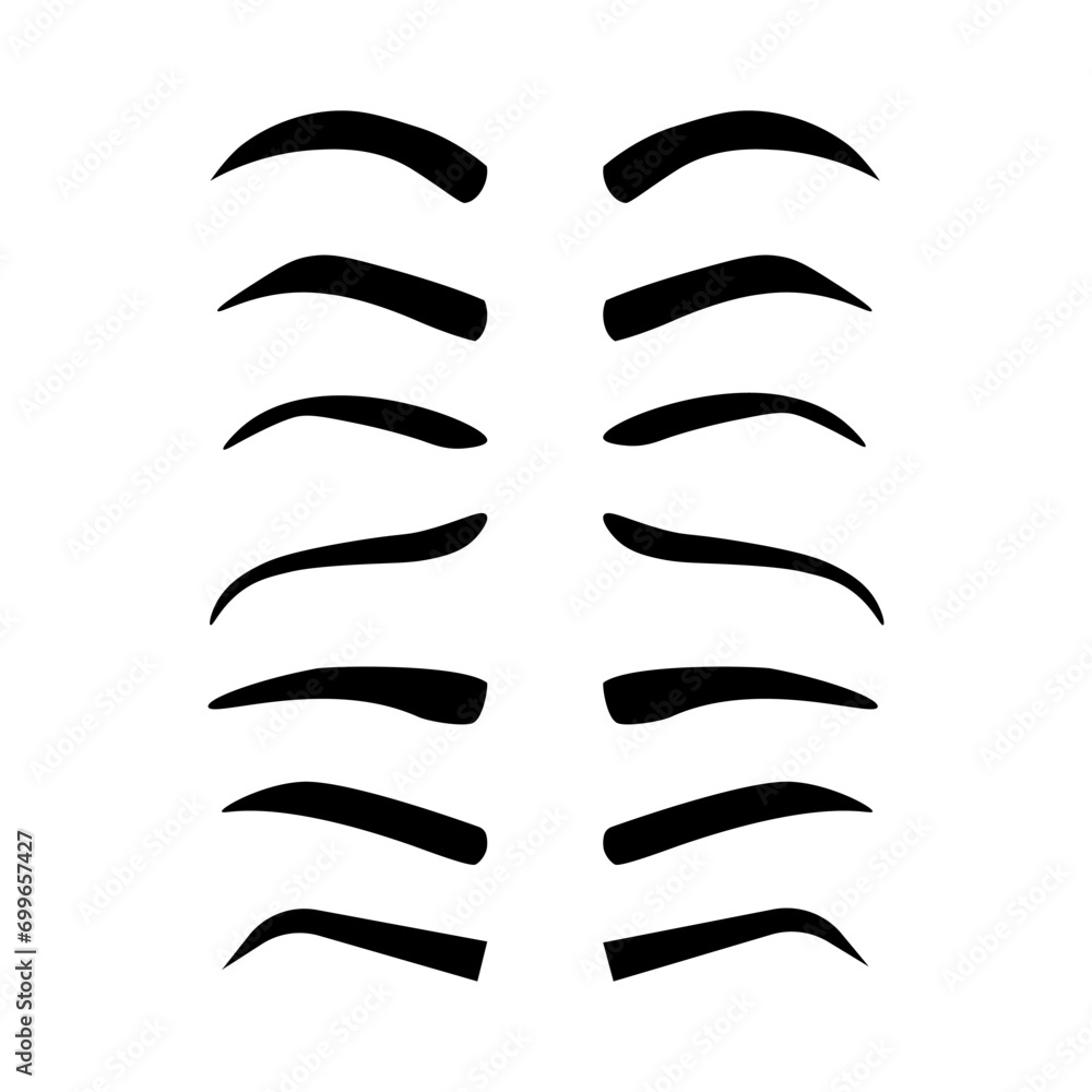 Vetor de Cartoon eyebrows shapes, thin, thick and curved eyebrows ...