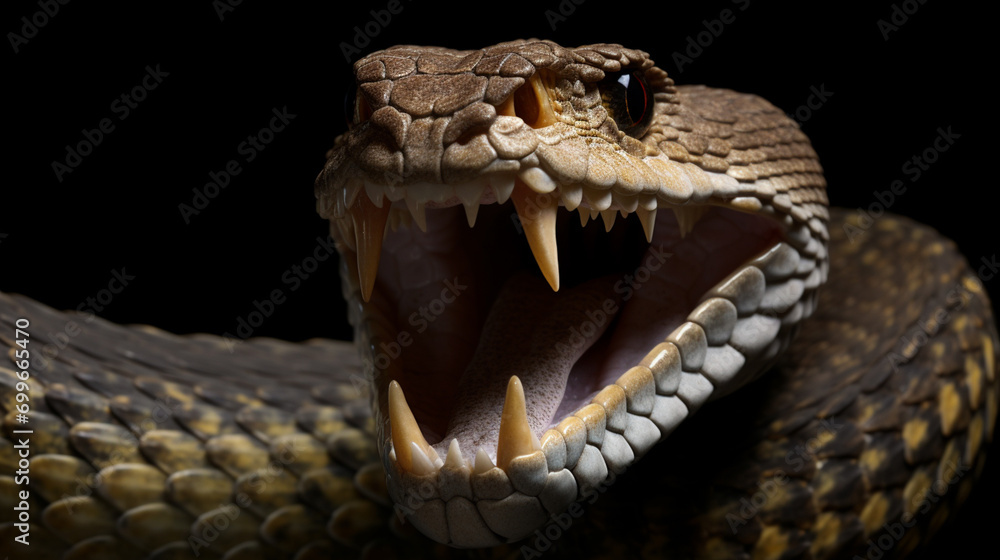 The fangs of a venomous bush viper snake. Generative AI Stock ...