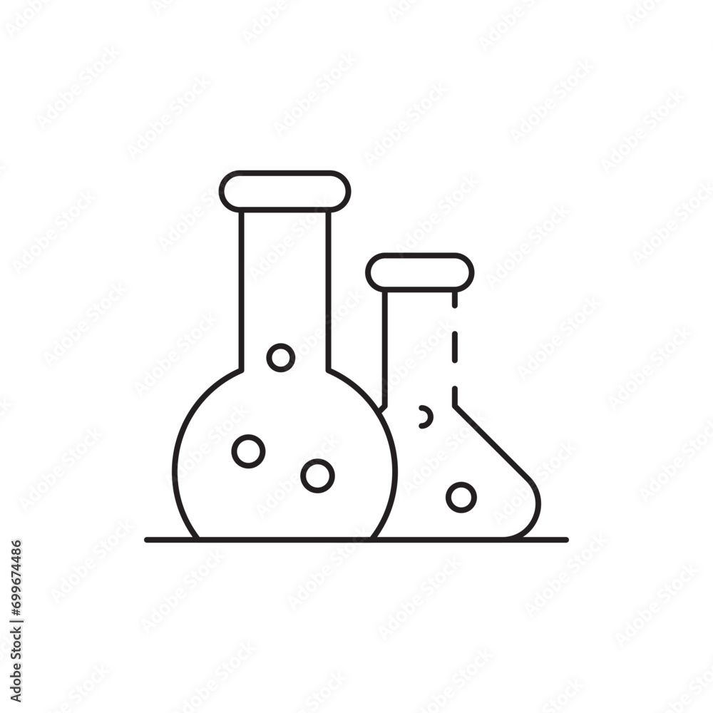 Chemical flask, laboratory equipment, science symbol, research tool ...