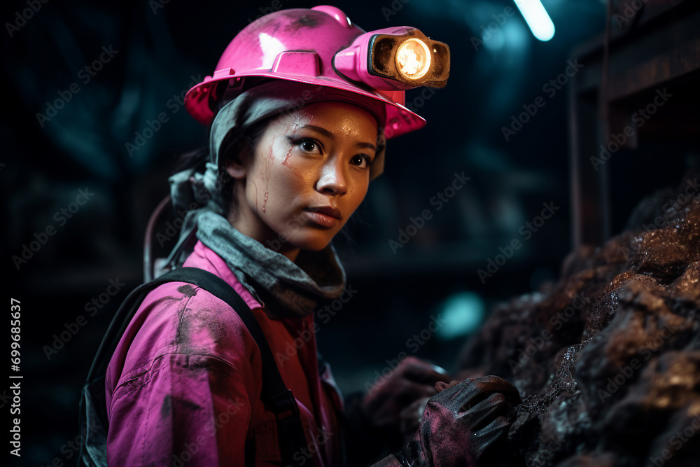 Generative AI picture of a hard mining work deep in the earth extracting vital energy resources ...