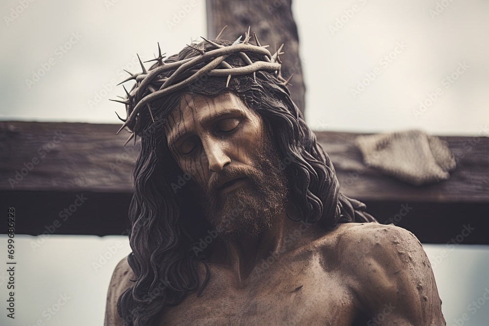 Jesus Christ wearing Crown of Thorns. Crucifixion of Christ the son of ...