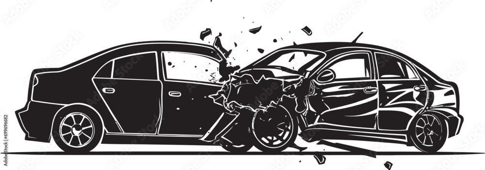 Impact Noir Black Car Accident Design Icon Shattered Serenity Vector ...