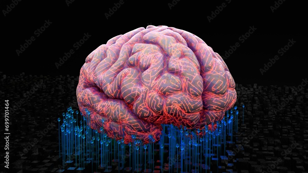 Brain intelligent with high-resolution render. for medical or science ...