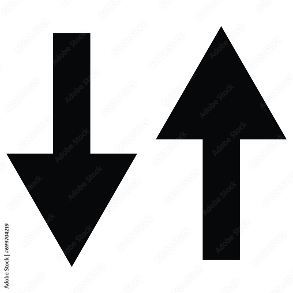 Arrow up , down, right, left, Different black directional icons, vector ...