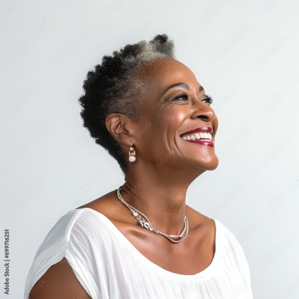African American, Woman, 50 years old, wrinkles, smiling, Ultra HD ...
