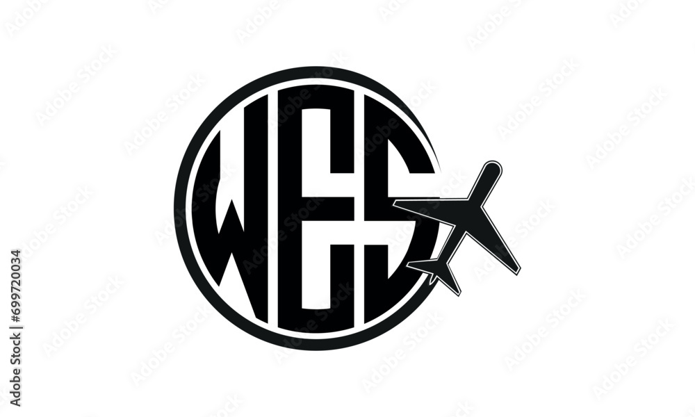 WES three initial letter circle tour & travel agency logo design vector ...