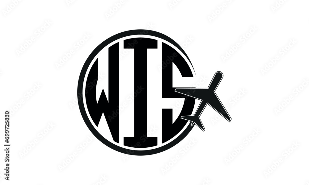 WIS three initial letter circle tour & travel agency logo design vector ...