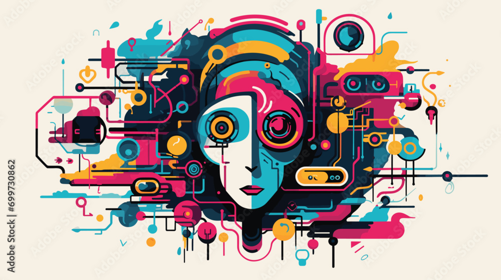 advancements in AI-driven creativity with a vector art piece showcasing ...