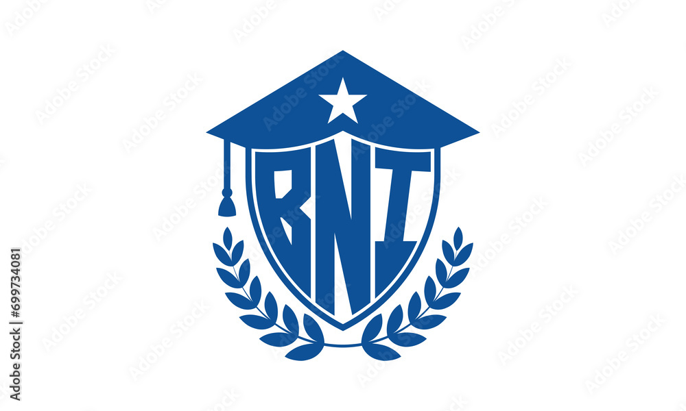 BNI three letter iconic academic logo design vector template. monogram ...