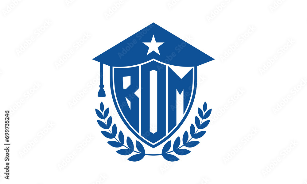 BOM three letter iconic academic logo design vector template. monogram ...