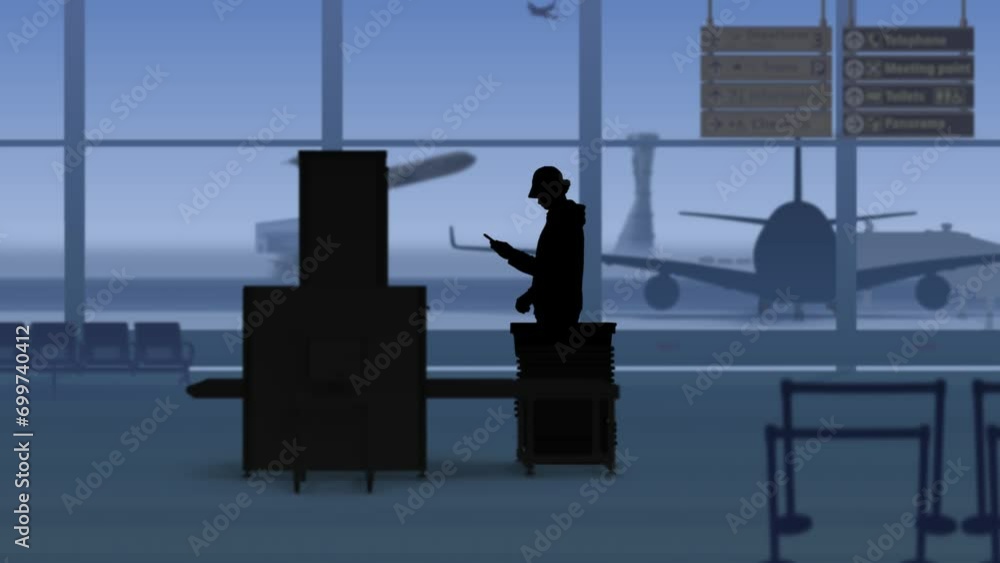 Vidéo Stock There is an airport with a waiting room. The man in the ...