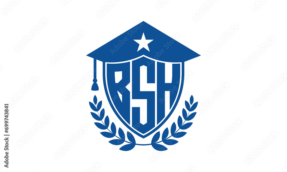 BSH three letter iconic academic logo design vector template. monogram ...