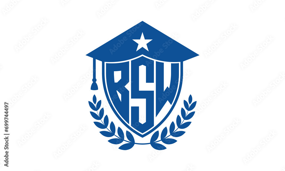 BSW three letter iconic academic logo design vector template. monogram ...