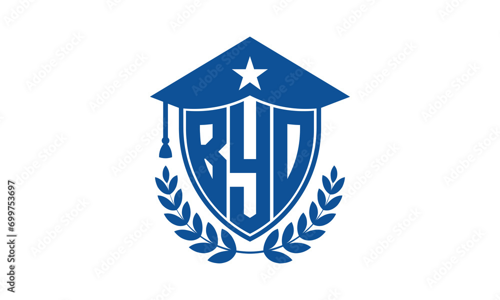BYO three letter iconic academic logo design vector template. monogram ...