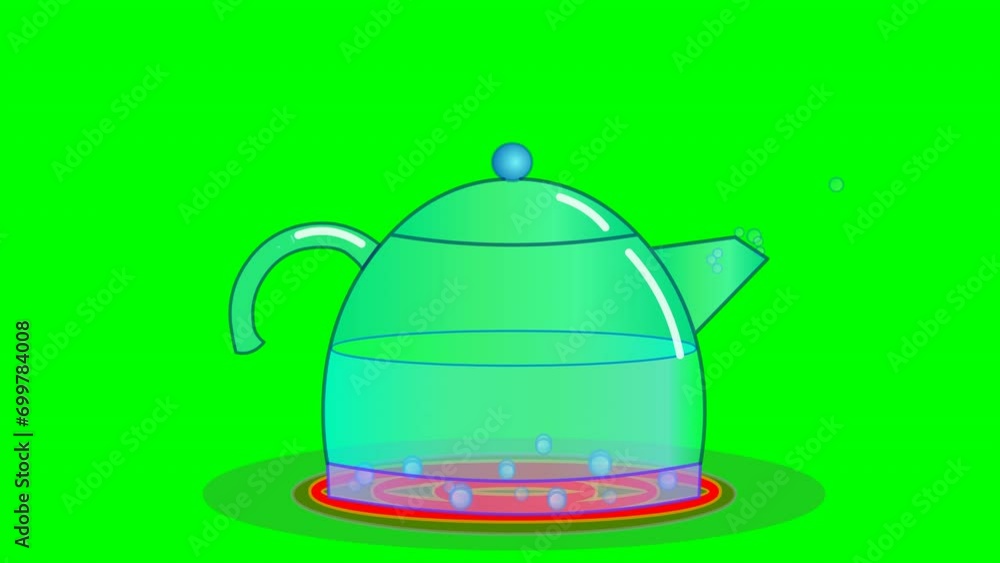 Boiling glass teapot green screen animation. Water boil, Modern ...
