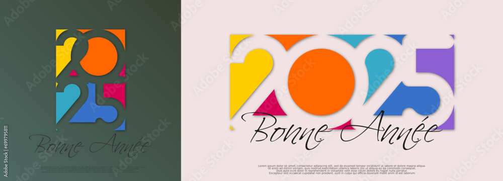 Bonne année - meilleurs vœux 2025 - vecteur pour affiche, bannière, salutation et célébration du ...