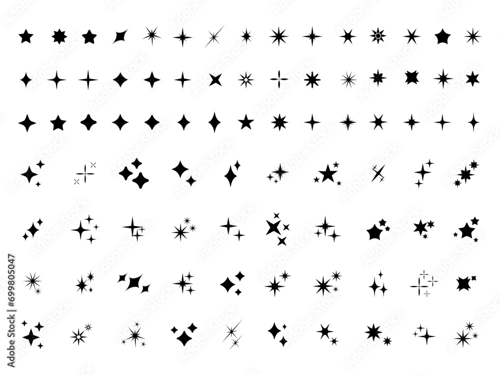 Set of sparkles star icons.Rating star .Bright vector stars.Flash,shine ...